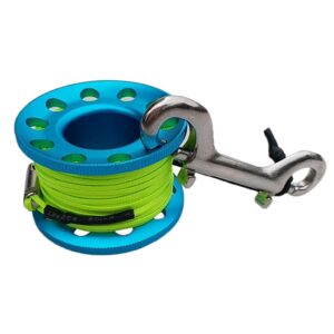 menolana 49.21ft scuba diving reel scuba diving finger spool - aluminum alloy wreck cave dive reel line holder for outdoor diving activities fluorescent - attached 3.54 inch snap