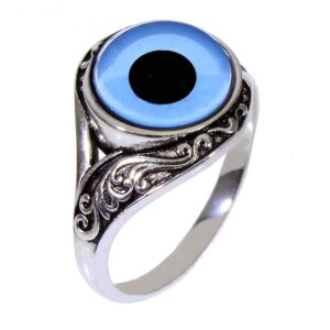 steel dragon jewelers stunning designer eye ring - choose from 21 handcrafted animal and fantasy glass eyes (evil eye, 7)