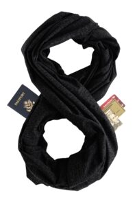 zero grid infinity fashion scarf with hidden pockets converts to blanket and wrap perfect for travel