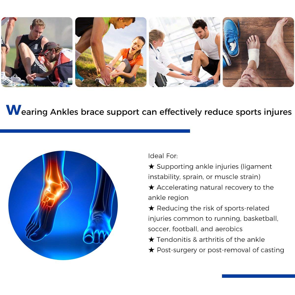 Ankle Brace, for Running, Arthritis, Pain Relief, Sprains, Sports Injuries and Recovery, Adjustable Breathable Nylon Material Sleeve Fits All Men Women (S)