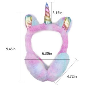 BAOPLAYKIDS Girls Unicorn Earmuffs Winter Warm Soft Plush Ear Warmers for Kids Adults