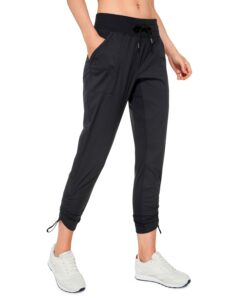 crz yoga womens casual 7/8 pants 27" - lightweight workout outdoor athletic track travel lounge joggers pockets black medium