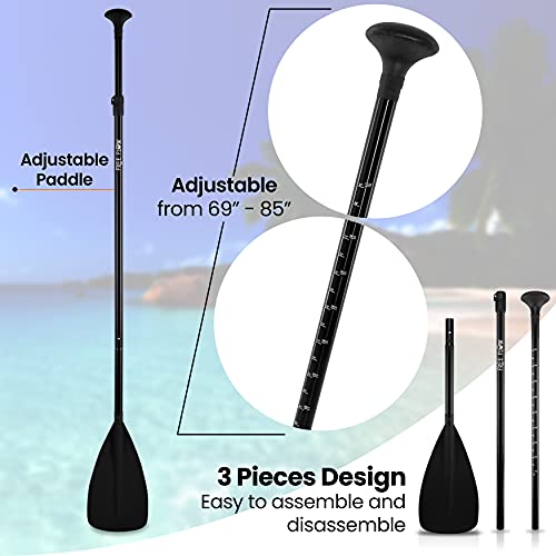 SereneLife Stand Up Paddle-Board Adjustable Paddle - Adjustable Water Paddle Oar SLSUPB06 & SLSUPB08 Free-Flow Inflatable SUP Stand Up Water Paddle-Board PRTSLSUPB0608PDL Blue