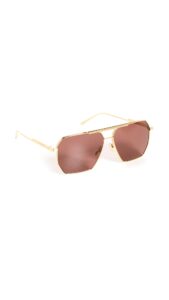 bottega veneta geometric navigator sunglasses, gold/gold/brown, one size