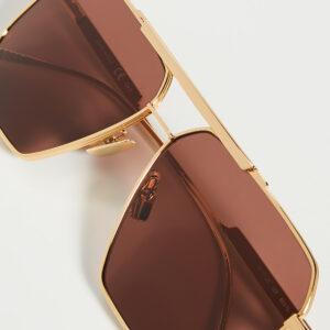 Bottega Veneta Geometric Navigator Sunglasses, Gold/Gold/Brown, One Size