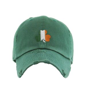 irish shamrock vintage baseball cap embroidered cotton adjustable distressed dad hat hunter green