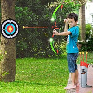 Click N' Play Bow & Arrow Archery Set for Kids, Toy Bow & Arrow That Lights Up for Outdoor Play with 3 Suction Cup Arrows, Target & Quiver, Practice Archery Set for Children Ages 4 & Up