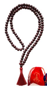 rosewood mala beads necklace 108 buddhist prayer beads red sandalwood japa mala 10 styles - energized - w/ mala pouch (8mm 108+1 beads mala)