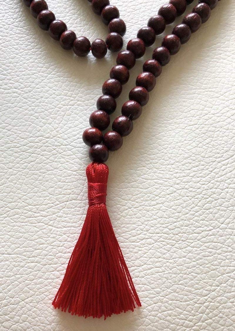 Rosewood mala beads necklace 108 buddhist prayer beads Red Sandalwood japa mala 10 Styles - Energized - w/ mala Pouch (8mm 108+1 Beads mala)