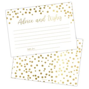 set of 50 gold advice and wishes cards, perfect for the bride and groom, new mr and mrs, baby shower, bridal shower, wedding shower, reception, graduation party, retirement party, anniversary