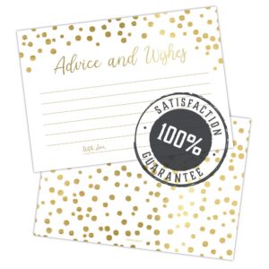 Set of 50 Gold Advice and Wishes Cards, Perfect for the Bride and Groom, New Mr and Mrs, Baby Shower, Bridal Shower, Wedding Shower, Reception, Graduation Party, Retirement Party, Anniversary