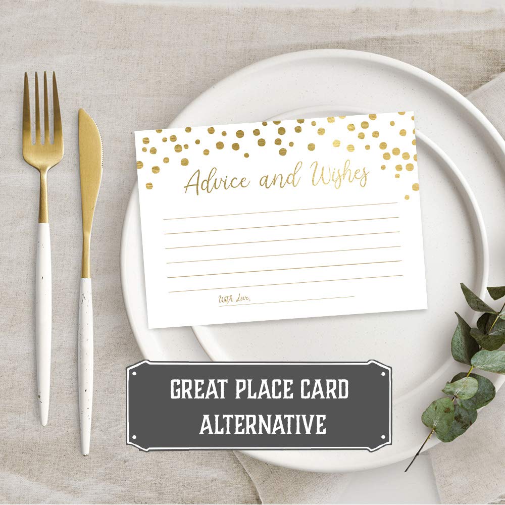 Set of 50 Gold Advice and Wishes Cards, Perfect for the Bride and Groom, New Mr and Mrs, Baby Shower, Bridal Shower, Wedding Shower, Reception, Graduation Party, Retirement Party, Anniversary