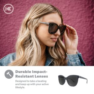 Knockaround Deja Views Polarized Sunglasses for Women - Impact Resistant Lenses & Full UV400 Protection, Black on Black