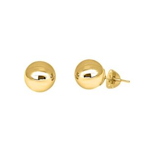 maulijewels 14k solid yellow gold (3mm - 6mm) ball earring/stud earrings for women's with secure push back