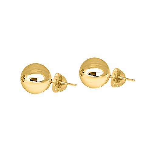 Maulijewels 14K Solid Yellow Gold (3MM - 6MM) Ball Earring/Stud Earrings For Women's With Secure Push Back