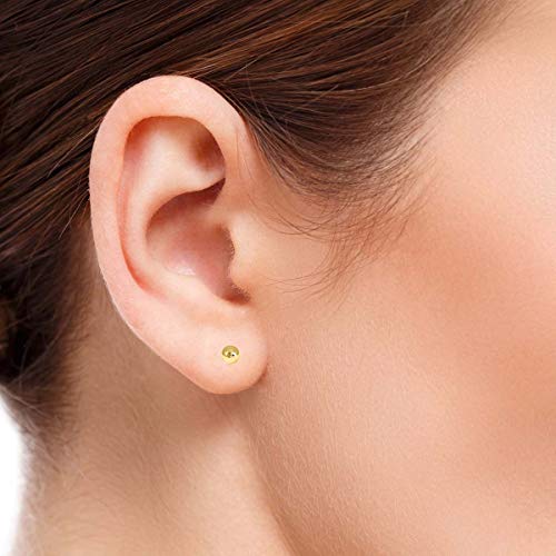 Maulijewels 14K Solid Yellow Gold (3MM - 6MM) Ball Earring/Stud Earrings For Women's With Secure Push Back