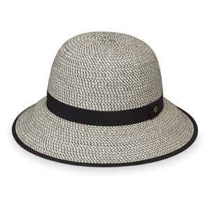 wallaroo hat company women’s darby sun hat upf 50+, wide brim, packable design, adjustable size for medium crown sizes – modern vintage sun hat for leisurely outdoor days (ivory/black)