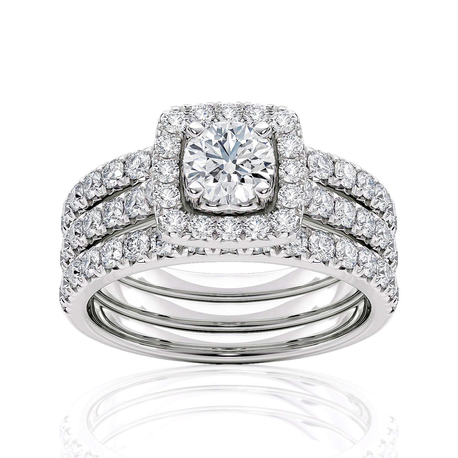 Beverly Hills Jewelers 3 Carat Total Weight Diamond Engagement Ring In 14 Karat White Gold Stunningly Hand Crafted (5)