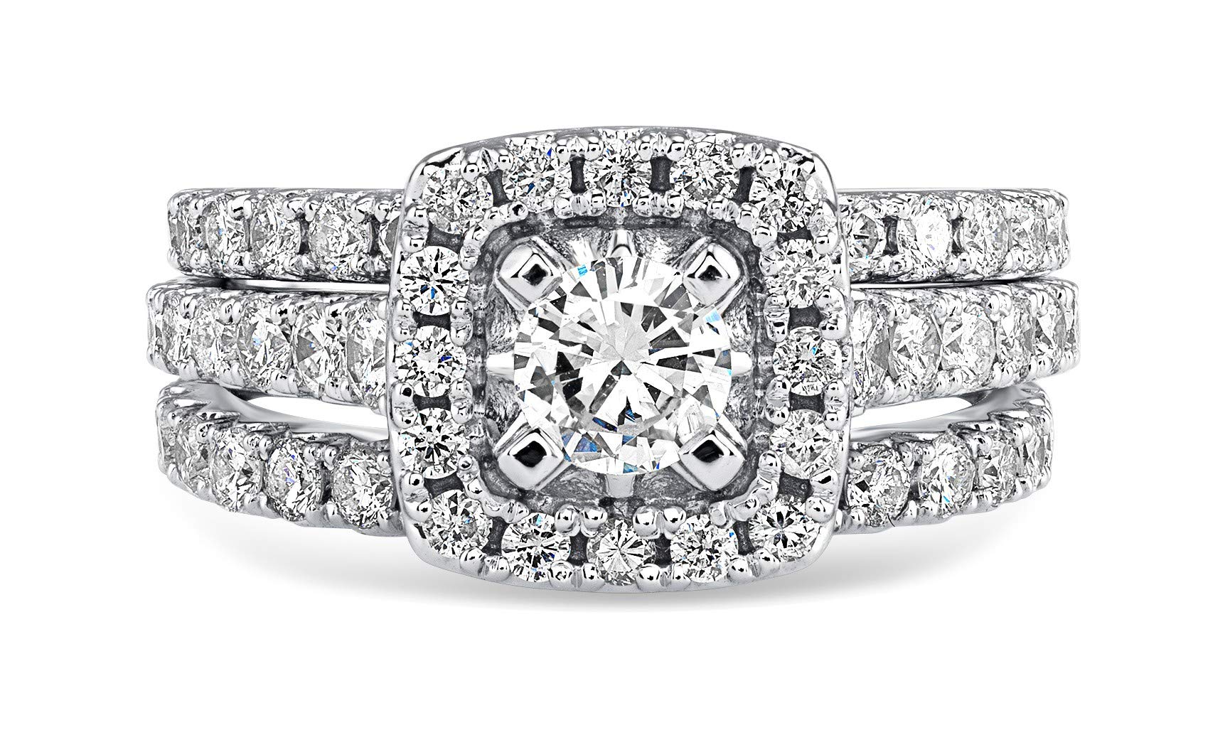 Beverly Hills Jewelers 3 Carat Total Weight Diamond Engagement Ring In 14 Karat White Gold Stunningly Hand Crafted (5)