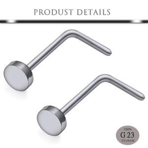 Hoeudjo 18G Grade 23 (G23) Titanium Nose Studs Ring L-Shaped Piercing Jewelry for Women Men