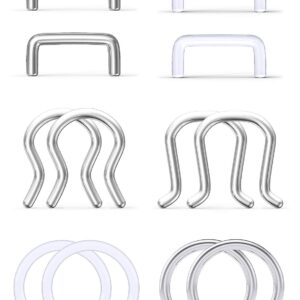 Hoeudjo 12Pcs 16G Septum Retainer Clear Acrylic and Surgical Steel Septum Nose Rings Hoop Horseshoe Cartilage Tragus Septum Ring Body Piercing Jewelry for Women Men Silver-tone