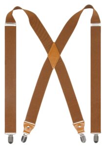 doloise adjustable elastic x back style suspenders for men's and women's with strong metal clips (coffe)