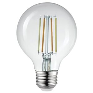 globe electric 34920 wi-fi smart 5.5w (60w equivalent) straight filament tunable white clear led light bulb, no hub required, voice activated, 2000k - 5000k, vintage edison style, g25 shape, e26 base