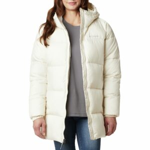 Columbia Women's Puffect Mid Hooded Jacket, Chalk, Small