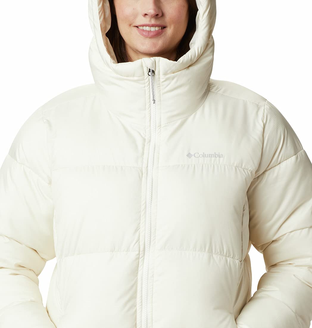 Columbia Women's Puffect Mid Hooded Jacket, Chalk, Small