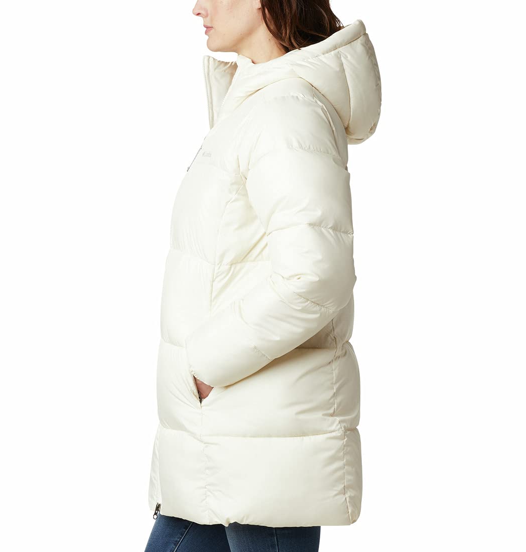 Columbia Women's Puffect Mid Hooded Jacket, Chalk, Small