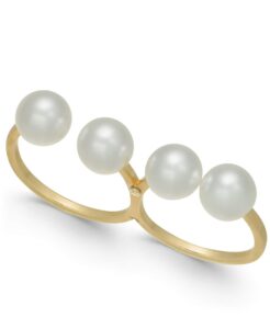 inc international concepts i.n.c. gold-tone imitation pearl double-finger ring (8)