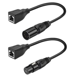 siyear xlr 5 pin rj45 adapter cable-xlr 5 pin male to rj45 & xlr 5 pin female to rj45 female dmx ethernet adapter converter cable(1set/ 2pack)