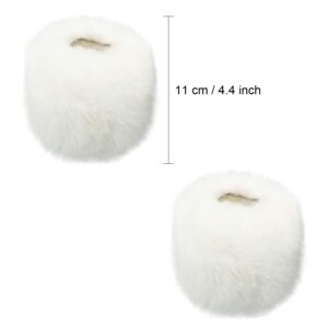 SATINIOR Faux Fur Short Wrist Cuff Winter Wrist Cuff Warmers Fuzzy Wrist Cuff for Women Girls Favors (White)