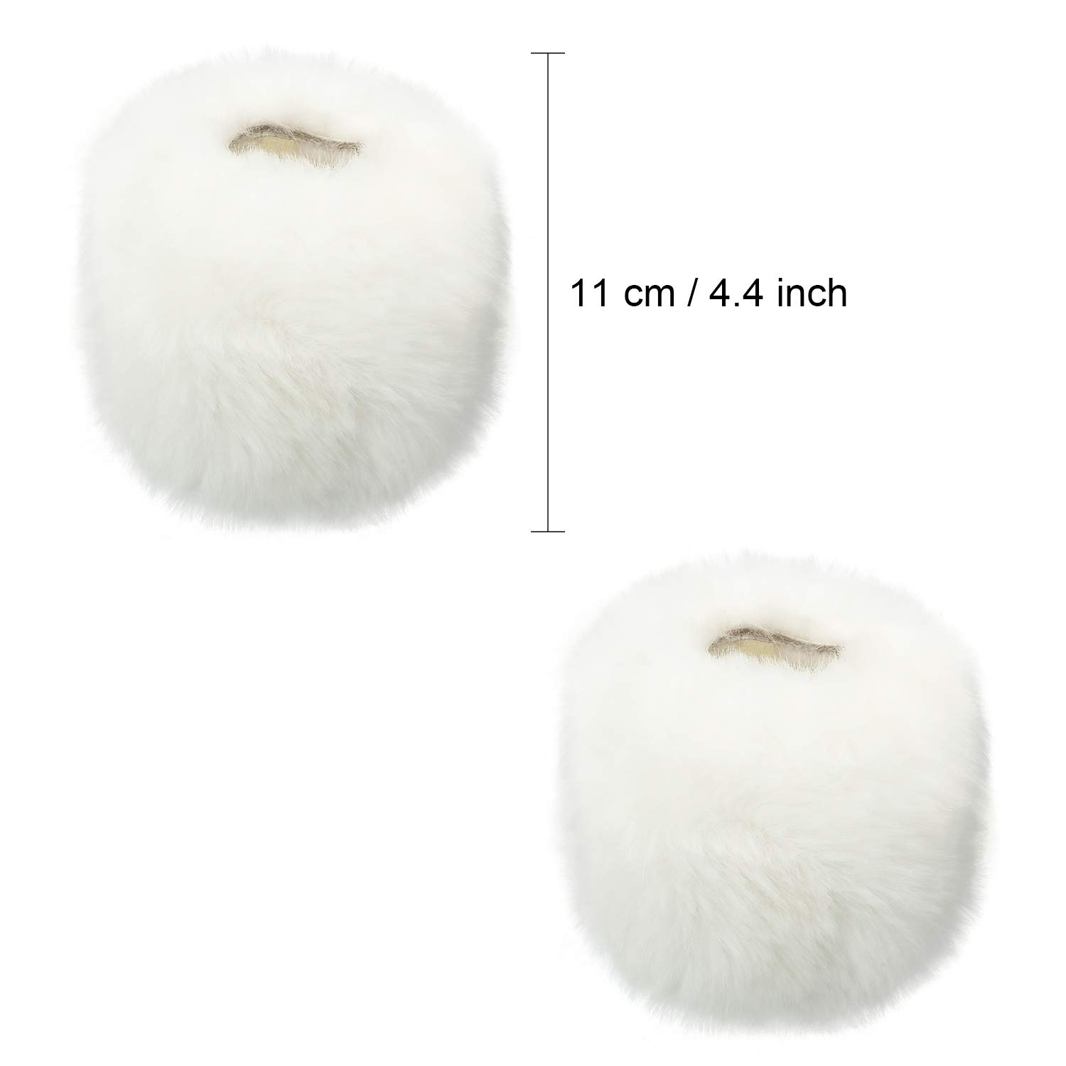 SATINIOR Faux Fur Short Wrist Cuff Winter Wrist Cuff Warmers Fuzzy Wrist Cuff for Women Girls Favors (White)