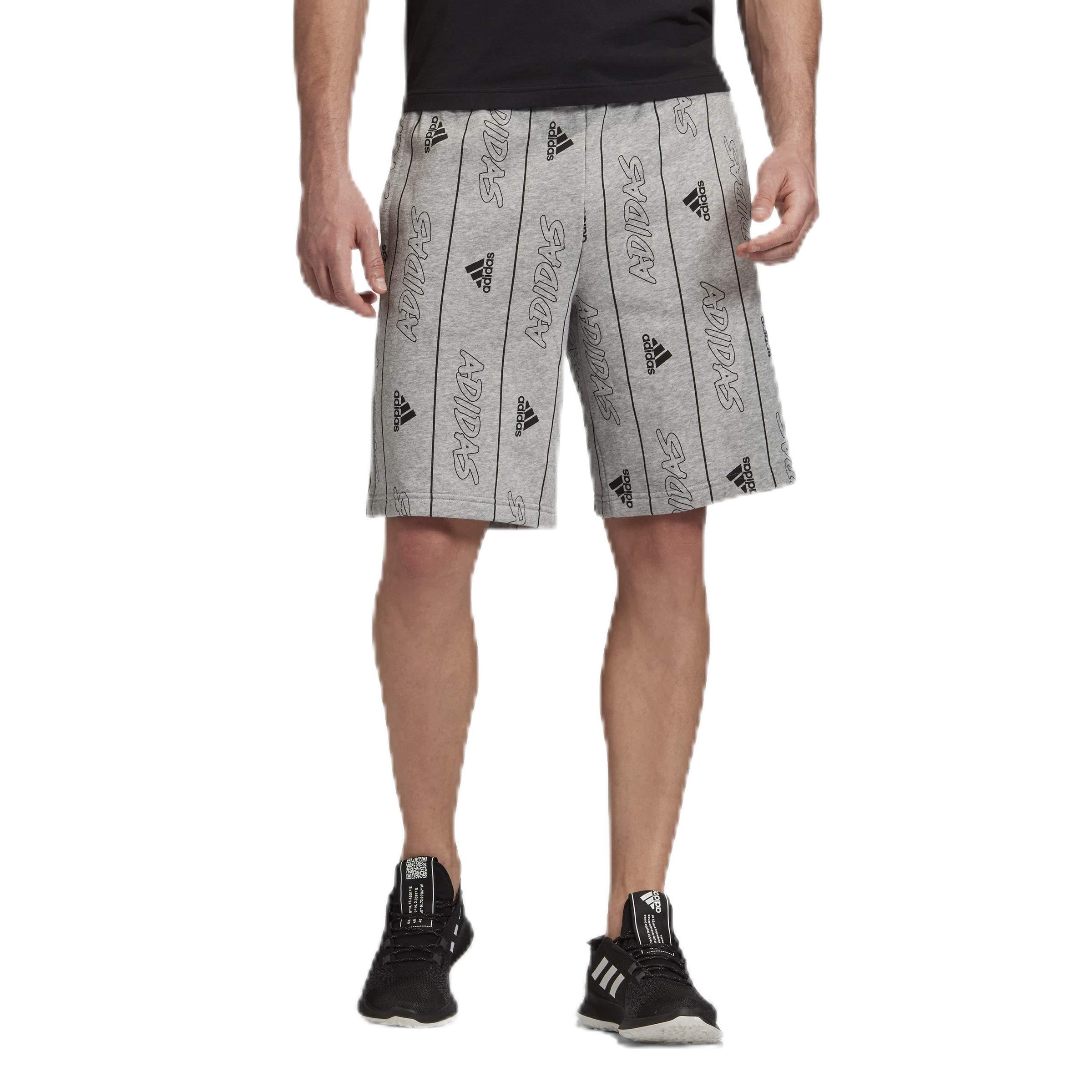 adidas mens Must Haves Graphic Shorts Medium Grey Heather/Black Large