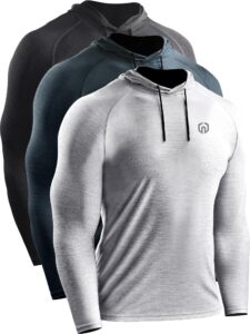 neleus men's 3 pack dry fit running shirt long sleeve workout athletic shirts with hoods,5071 dark grey,light grey,slate grey,us l,eu xl