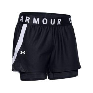 under armour womens play up 2-in-1 shorts , black (001)/white , medium