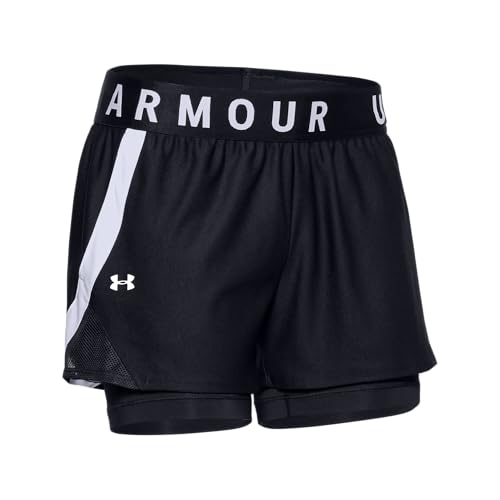 Under Armour womens Play Up 2-In-1 Shorts , Black (001)/White , Medium