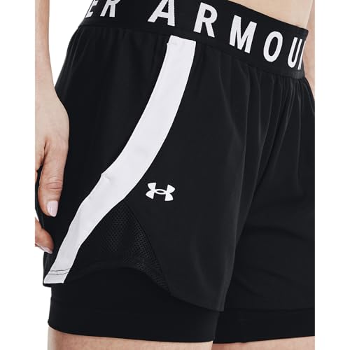 Under Armour womens Play Up 2-In-1 Shorts , Black (001)/White , Medium