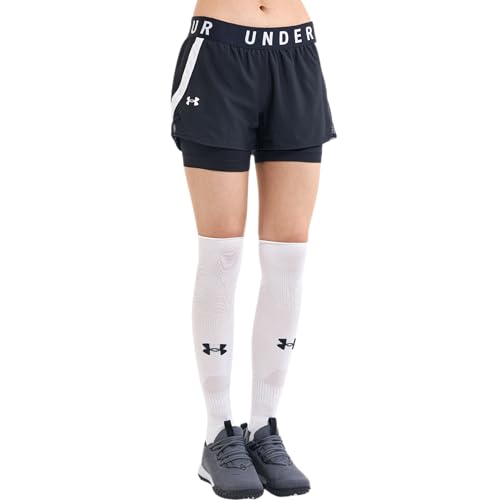 Under Armour womens Play Up 2-In-1 Shorts , Black (001)/White , Medium