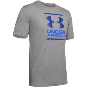 under armour men's global foundation short-sleeve t-shirt , steel light heather (036)/american blue, large