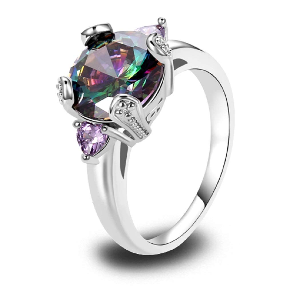 Narica Womens Brilliant Pear Cut Created Rainbow Topaz & Created Amethyst Cocktail Ring Size 10