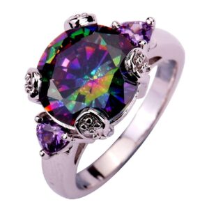 Narica Womens Brilliant Pear Cut Created Rainbow Topaz & Created Amethyst Cocktail Ring Size 10