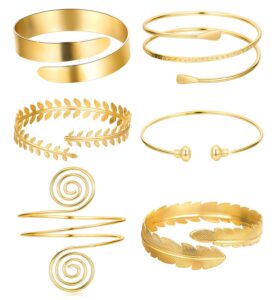 tobeny 6 pieces arm bracelet for women gold mental open upper arm bangle bracelet simple adjustable armlet armband set