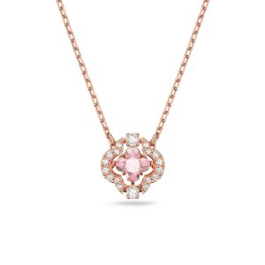 swarovski una women's clover pendant necklace with pink and white crystals on a rose-gold tone finished chain