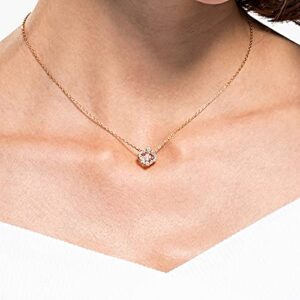 SWAROVSKI Una Women's Clover Pendant Necklace with Pink and White Crystals on a Rose-Gold Tone Finished Chain