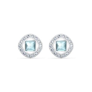 swarovski una angelic stud earrings, with aqua and clear crystals and rhodium plated setting, an amazon exclusive