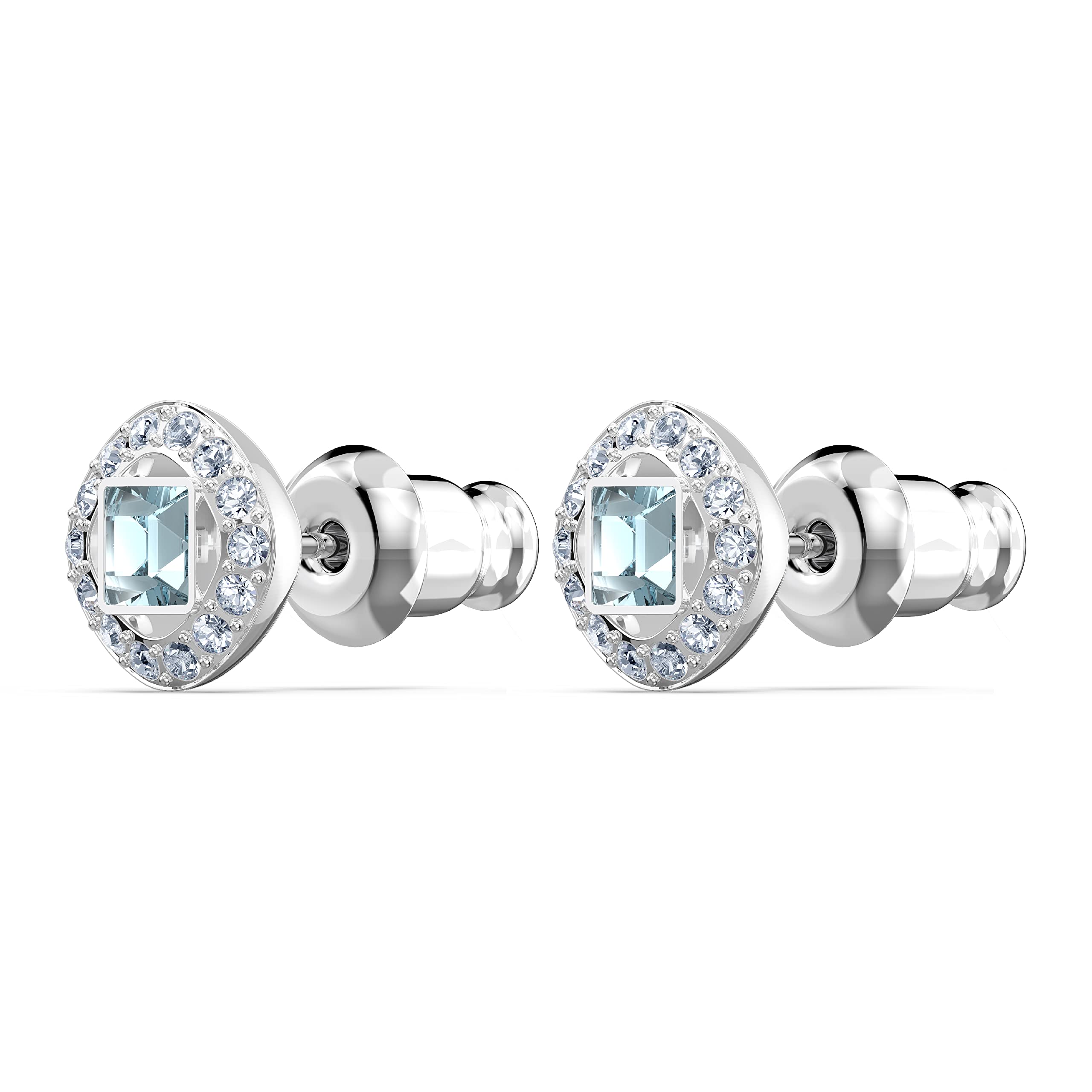 Swarovski Una Angelic Stud Earrings, with Aqua and Clear Crystals and Rhodium Plated Setting, an Amazon Exclusive