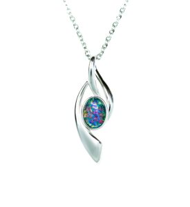 australian triplet opal necklace - genuine australian triplets opal necklace pendant in sterling silver white gold plated women's jewelry (multi color)