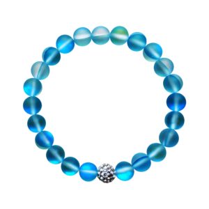 Hope Inspired Mystic Mermaid Glass Bracelet with 8 mm Blue Moonstone Beads